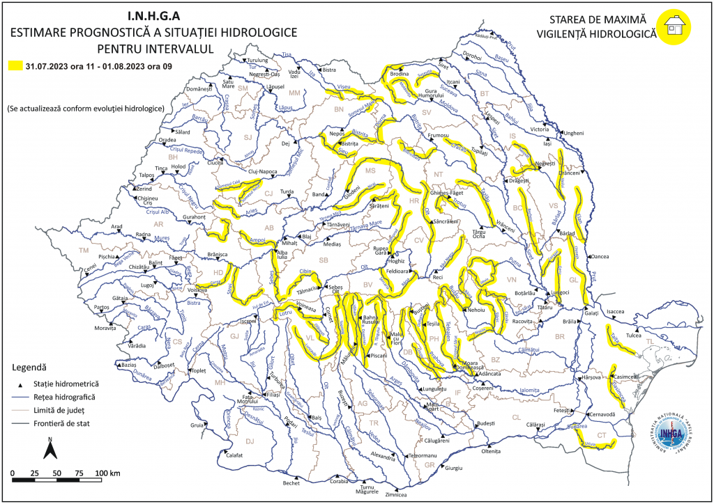 ATENTIONARE HIDROLOGICĂ NR. 101 DIN 31.07.2023 – I. N. H. G. A.