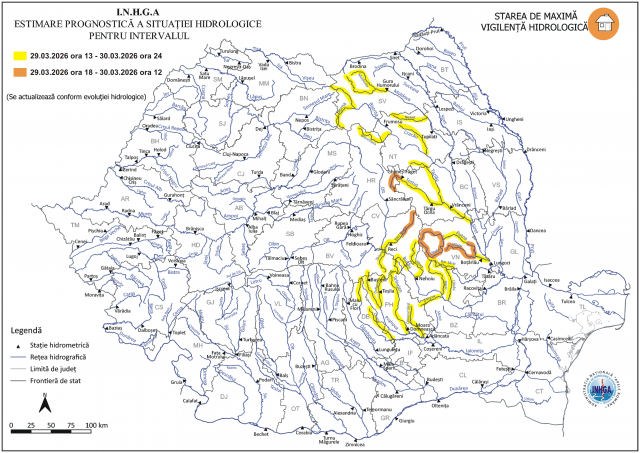 AVERTIZARE HIDROLOGICĂ NR. 32 DIN 29.03.2026 – I. N. H. G. A.